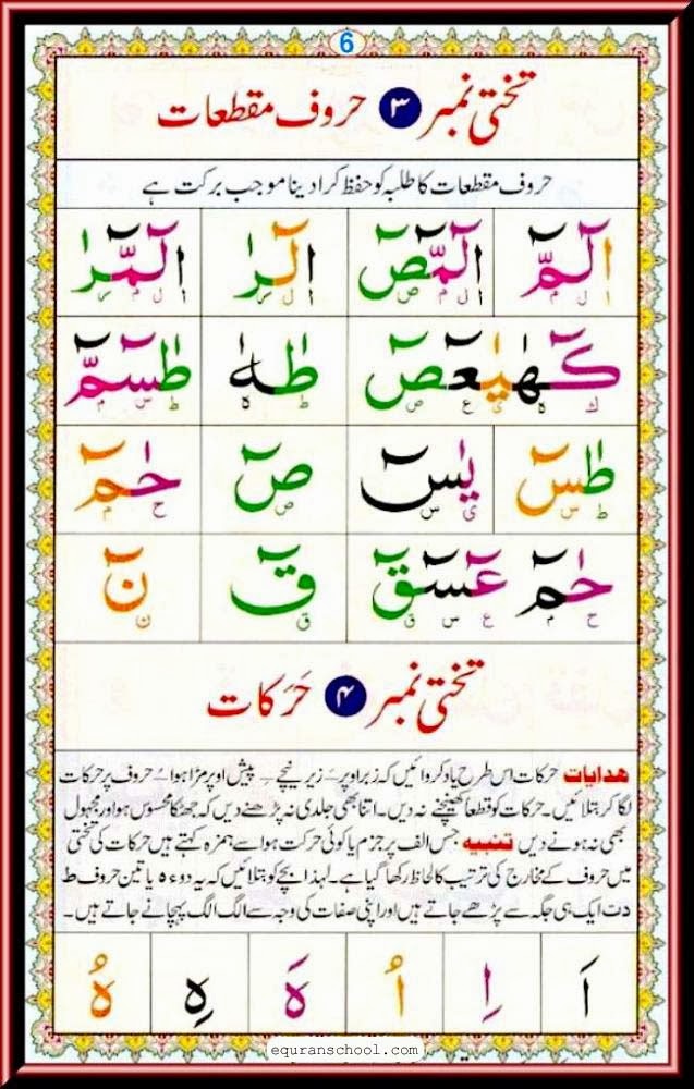 Read Quran-e-Pak: Noorani Qaida (Page No 6 to 10)