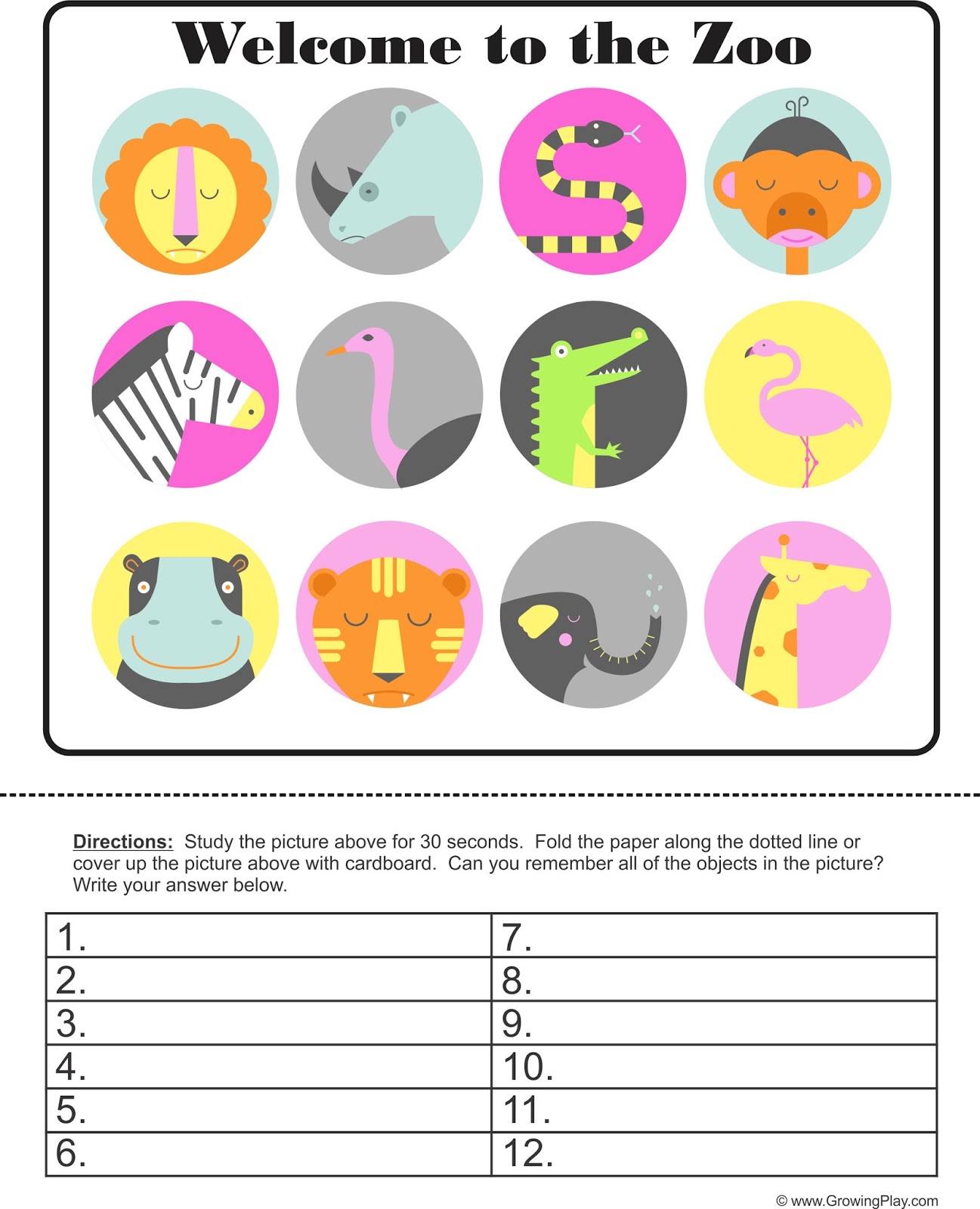 Growing Play: Memory Challenge - Welcome to the Zoo