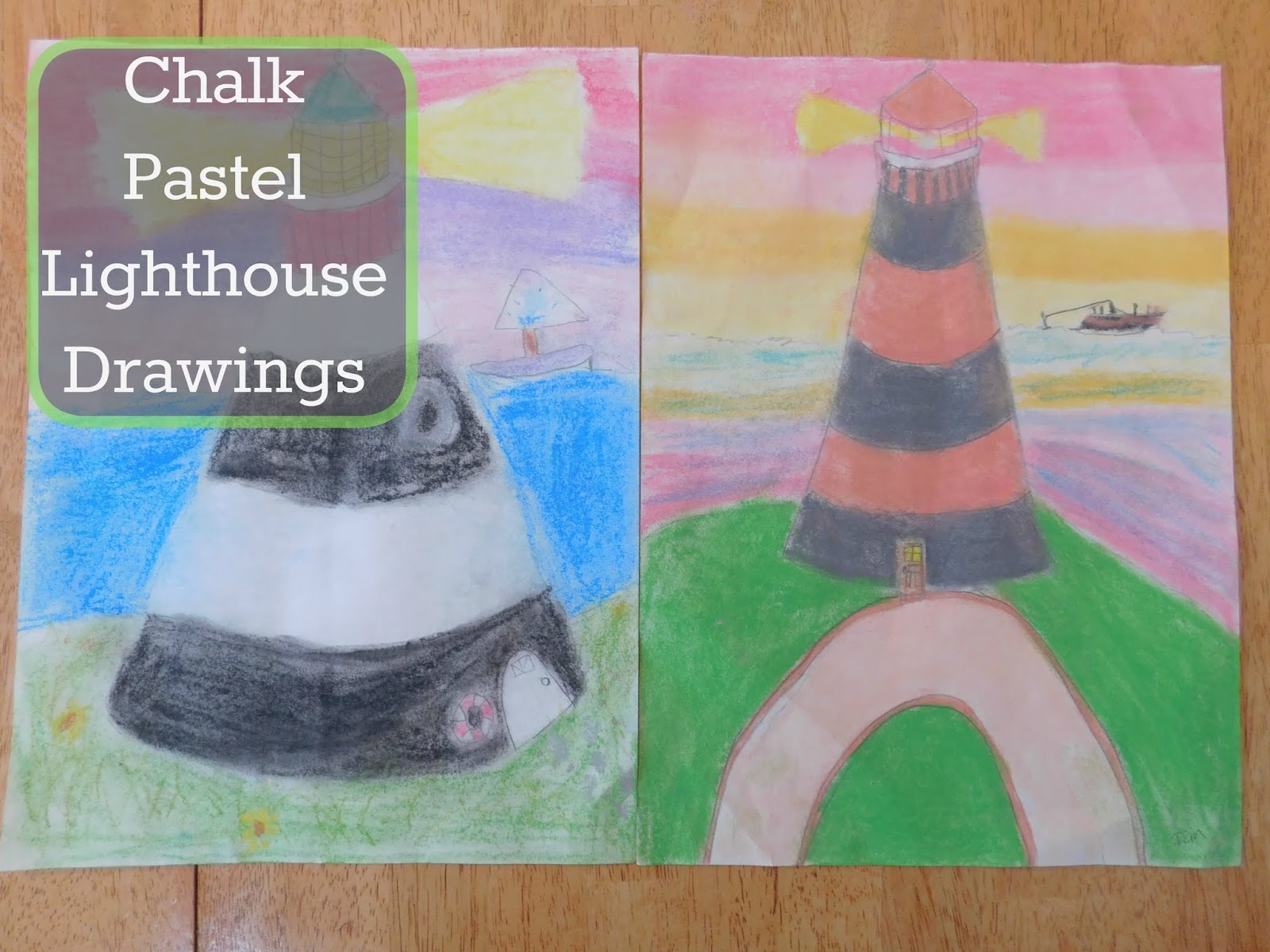 Art Project #81- Chalk Pastel Lighthouses