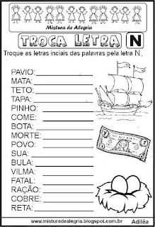 ATIVIDADES DE ALFABETIZAÇÃO - TROCANDO LETRAS E APRENDENDO - - Mistura ...