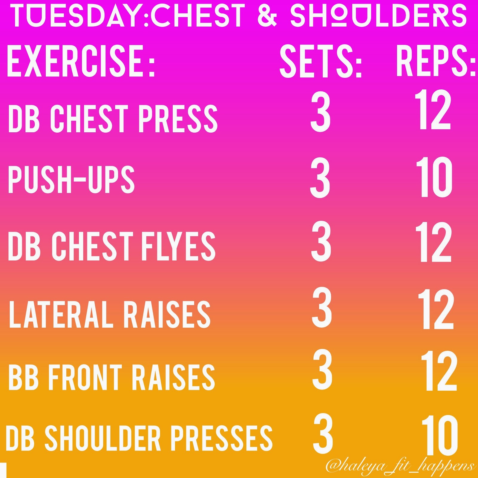 Fit Happens: TUESDAY: CHEST & SHOULDERS
