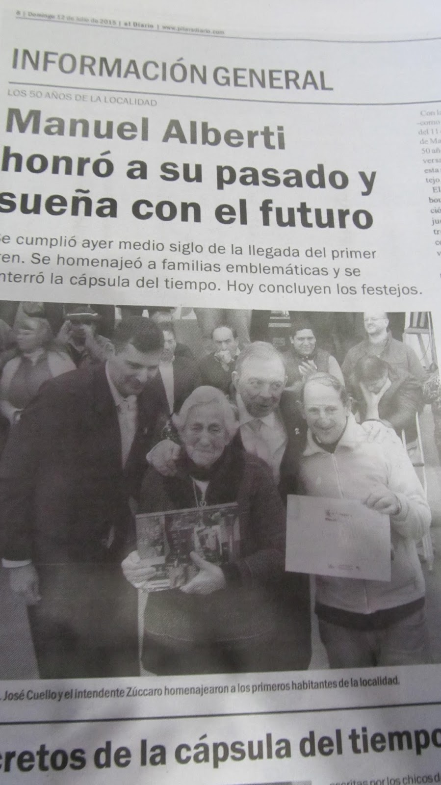 Pioneros de Manuel Alberti: Festejos por el 50º Aniversario de la localidad