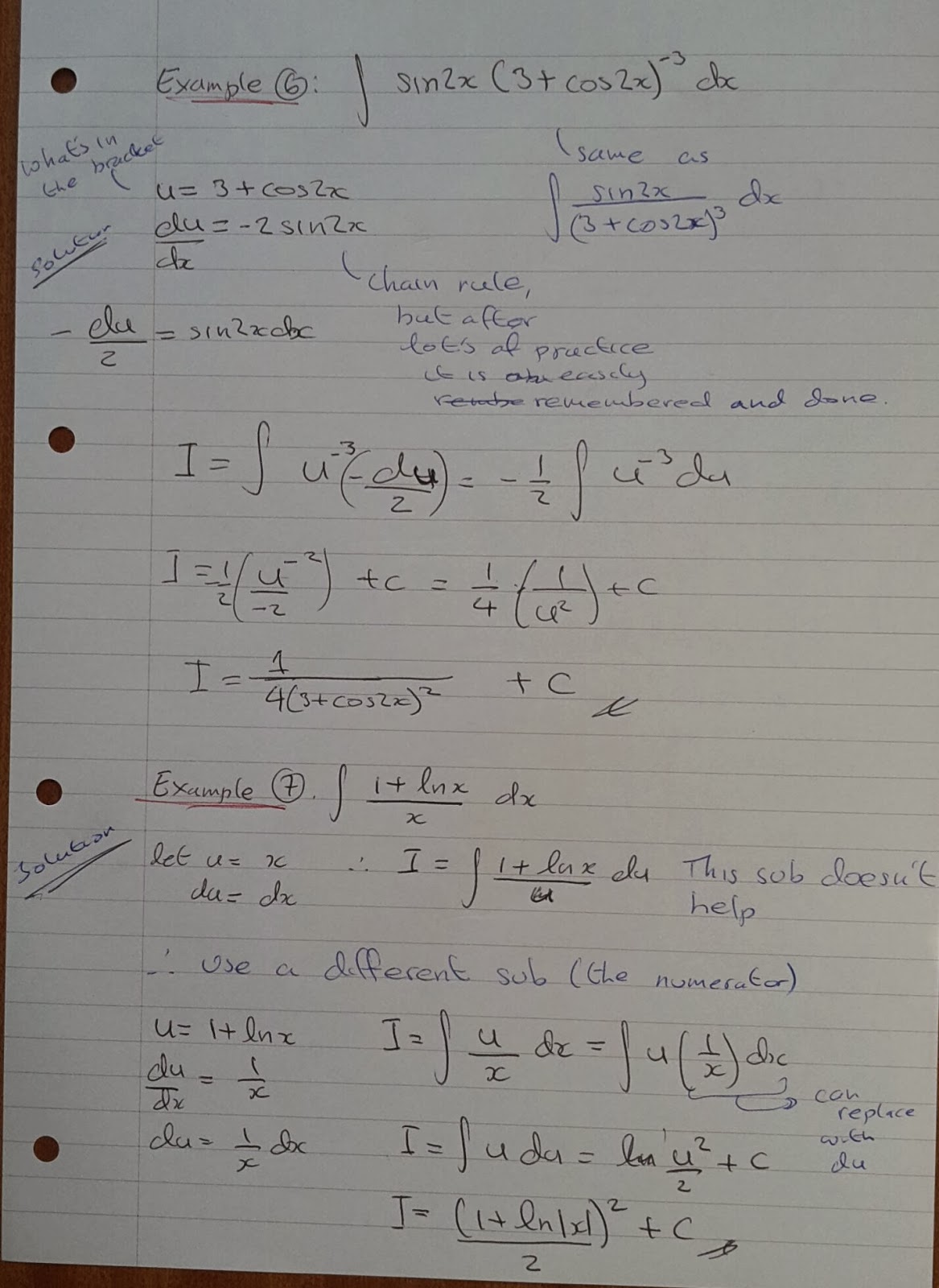 A Level Maths Notes: A2 Integration II: Substitution - Rational functions