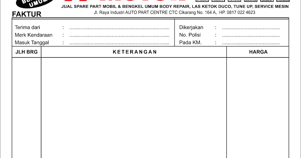 Populer 32+ Contoh Kwitansi Bengkel