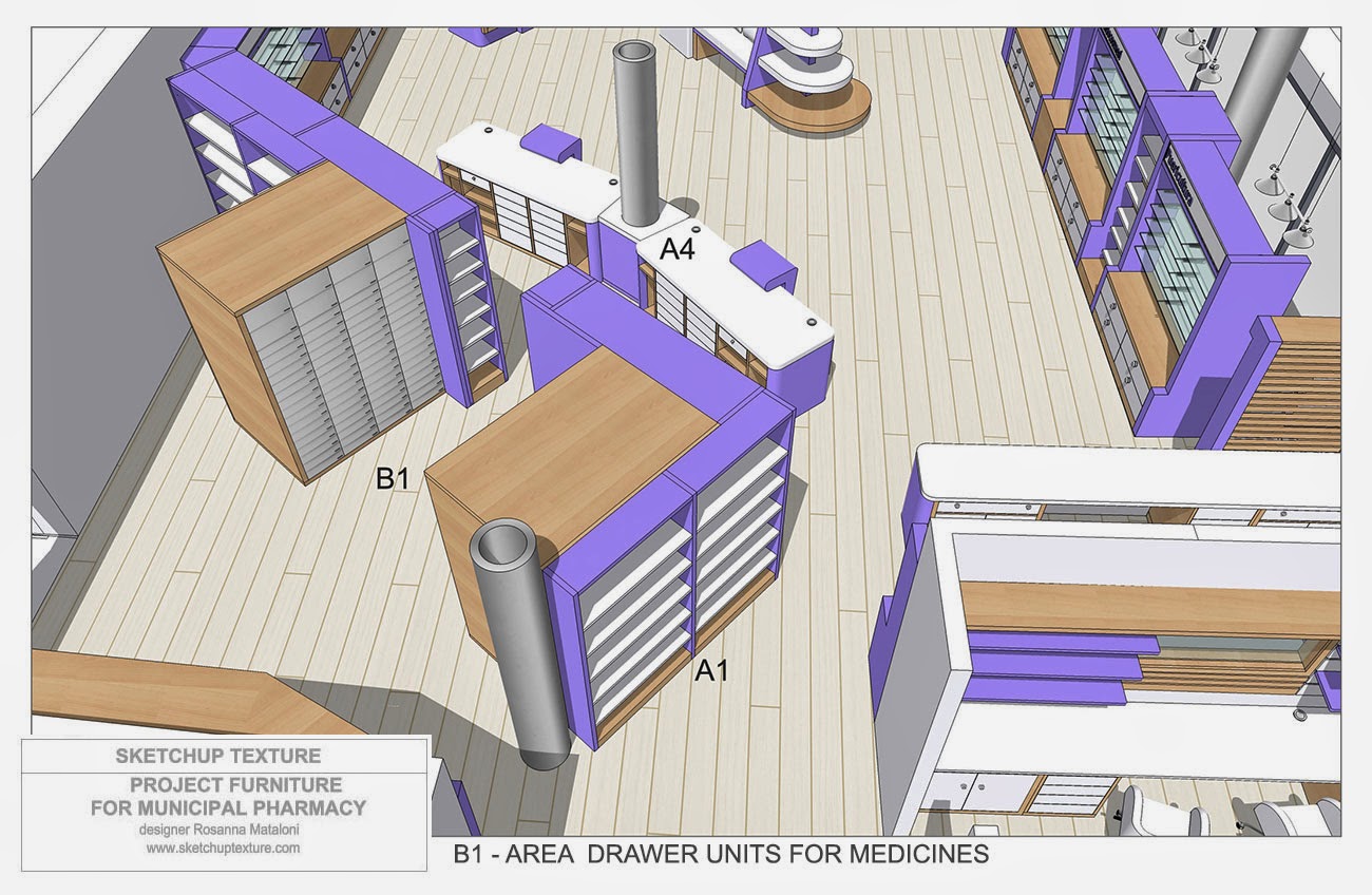 SKETCHUP TEXTURE: HOW TO DESIGN A MODERN PHARMACY & 3D SKETCHUP MODEL