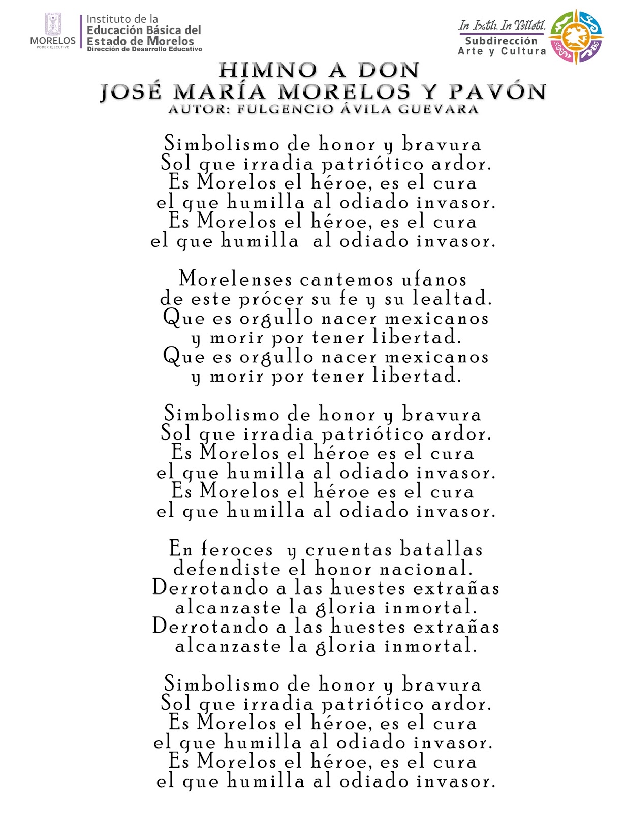 Música Jaime Torres Bodet: Himno a Morelos