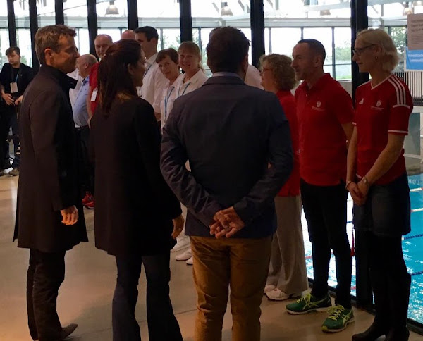 Princess Mary and Prince Frederik at Bellahoj Swimming Stadium