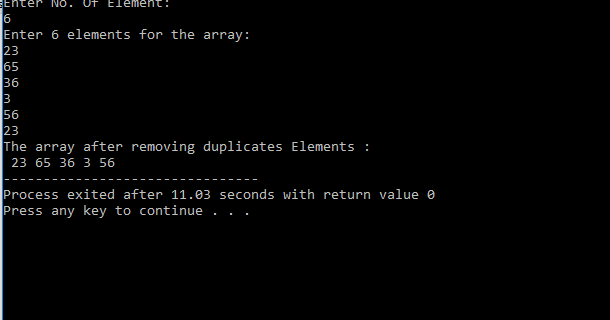 C Program For Remove Duplicates Items In An Array