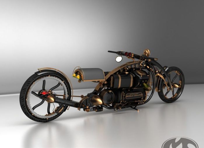 black widow steampunk chopper extreme custom motorcycle mod