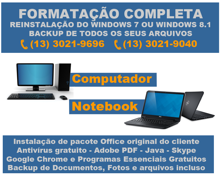 Formatação e Instalação do Windows 10 em Santos / SP