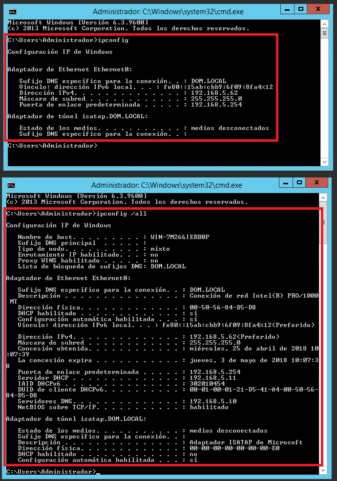 Pantallazoses Microsoft Windows Ipconfig