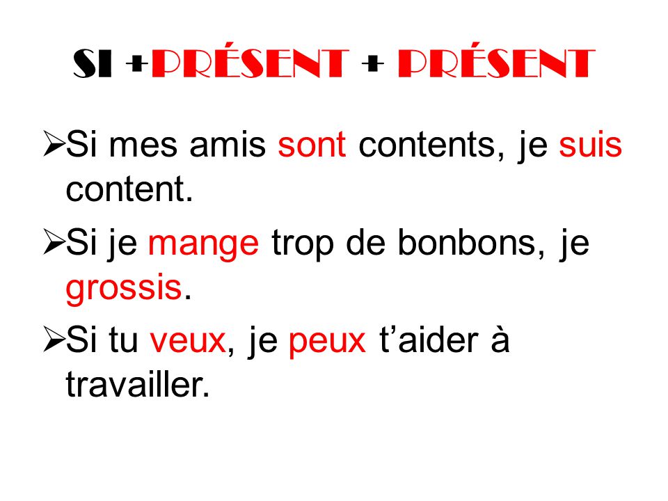 LE COIN FRANÇAIS DU LYCÉE. : Structures SI + Présent