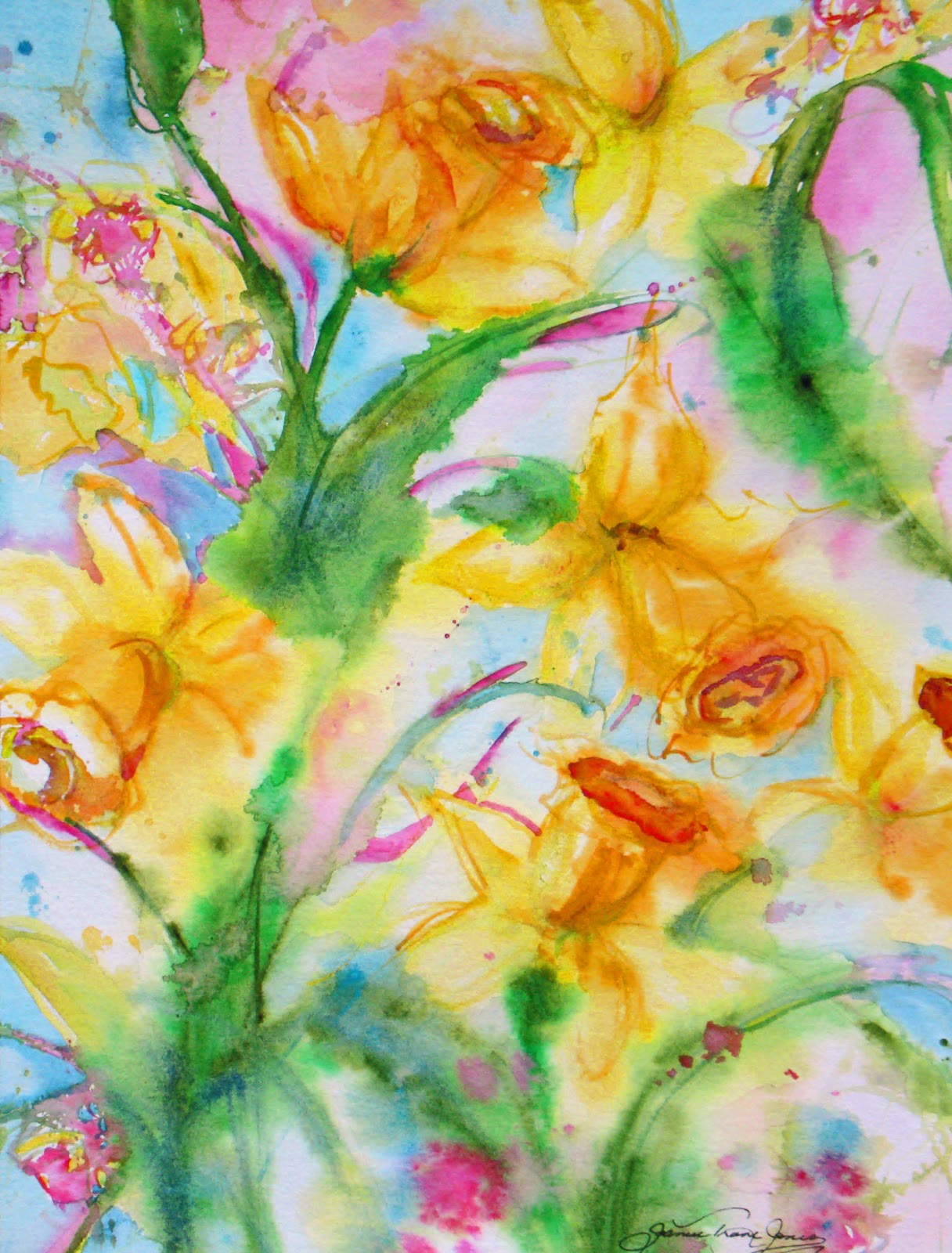 Daily Painters Abstract Gallery: SOLD "DAFFODIL DELIGHT III" Original ...