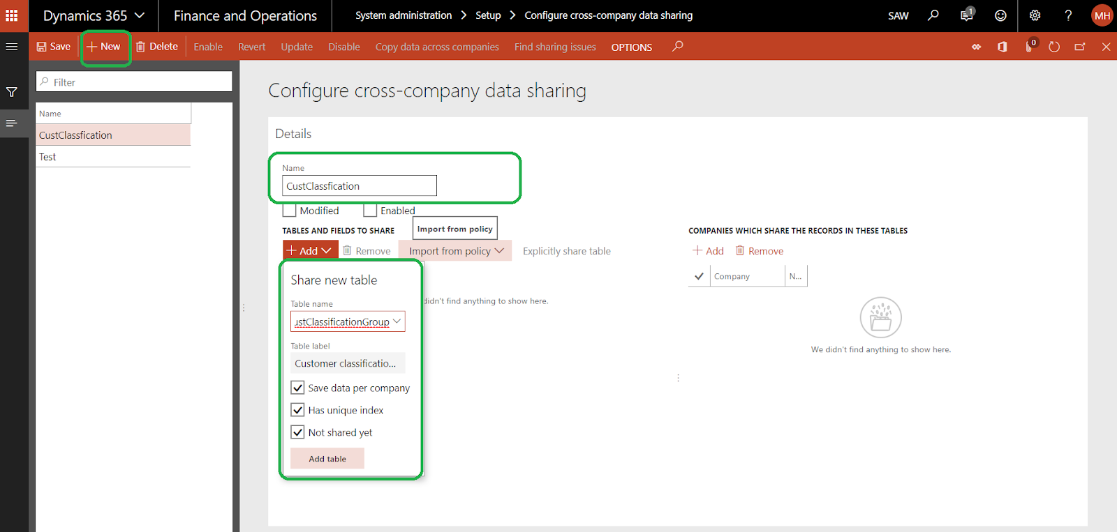 How to enable Cross-Company Data Sharing in Dynamics 365?