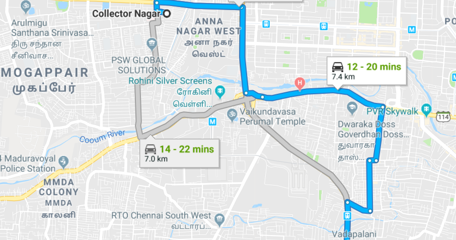 Collector Nagar to Vadapalani - Share Auto Routes - Chennai - Share Auto