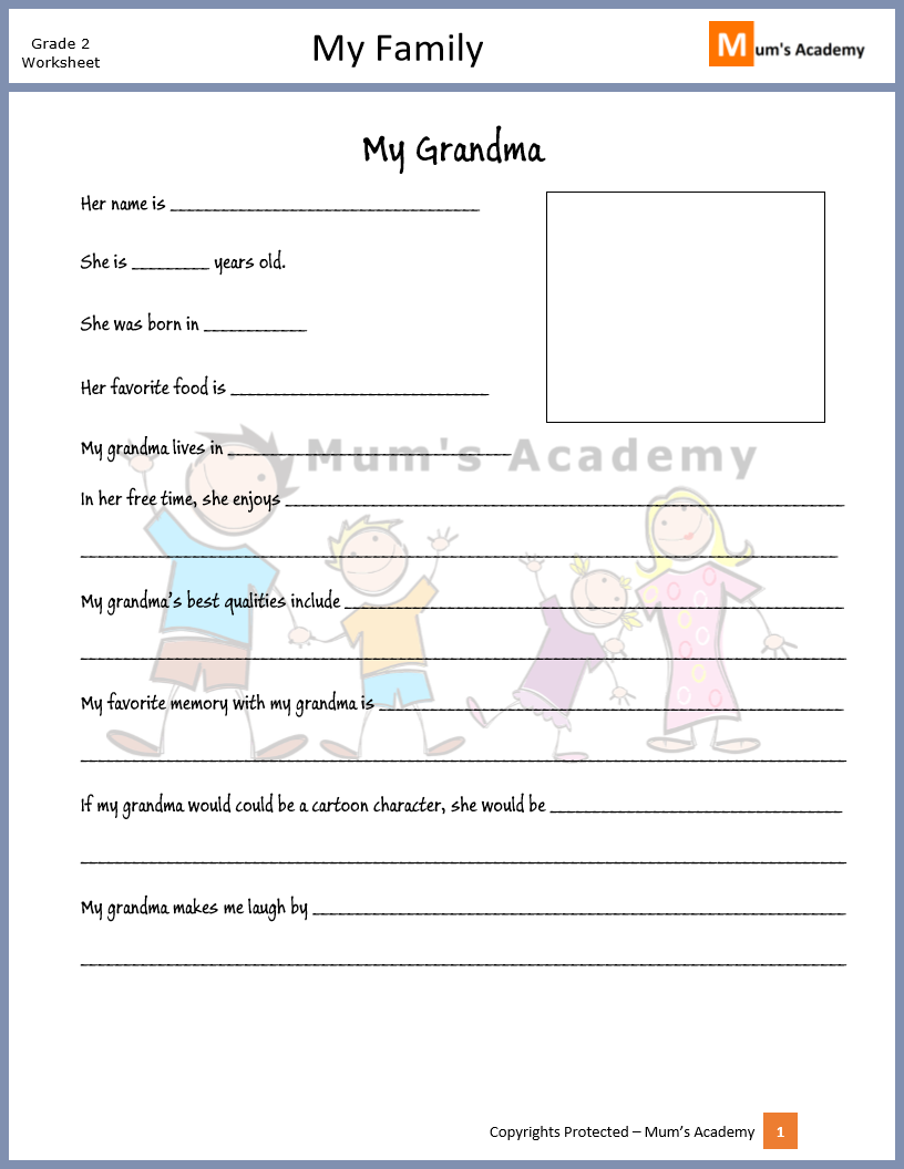 Grade 2 - Worksheet - Family Questionnaire - Mum's Academy