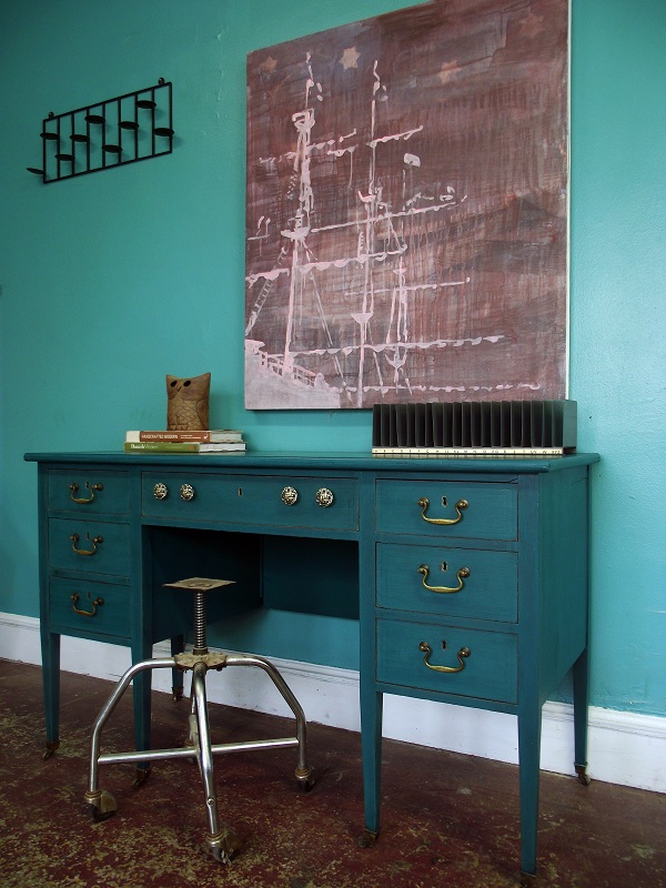Vintage Ground: Antique Deep Teal Desk