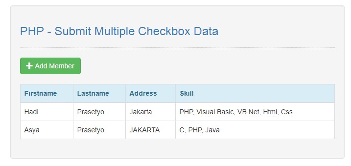 Input data di php dengan checkbox Input data di php dengan checkbox