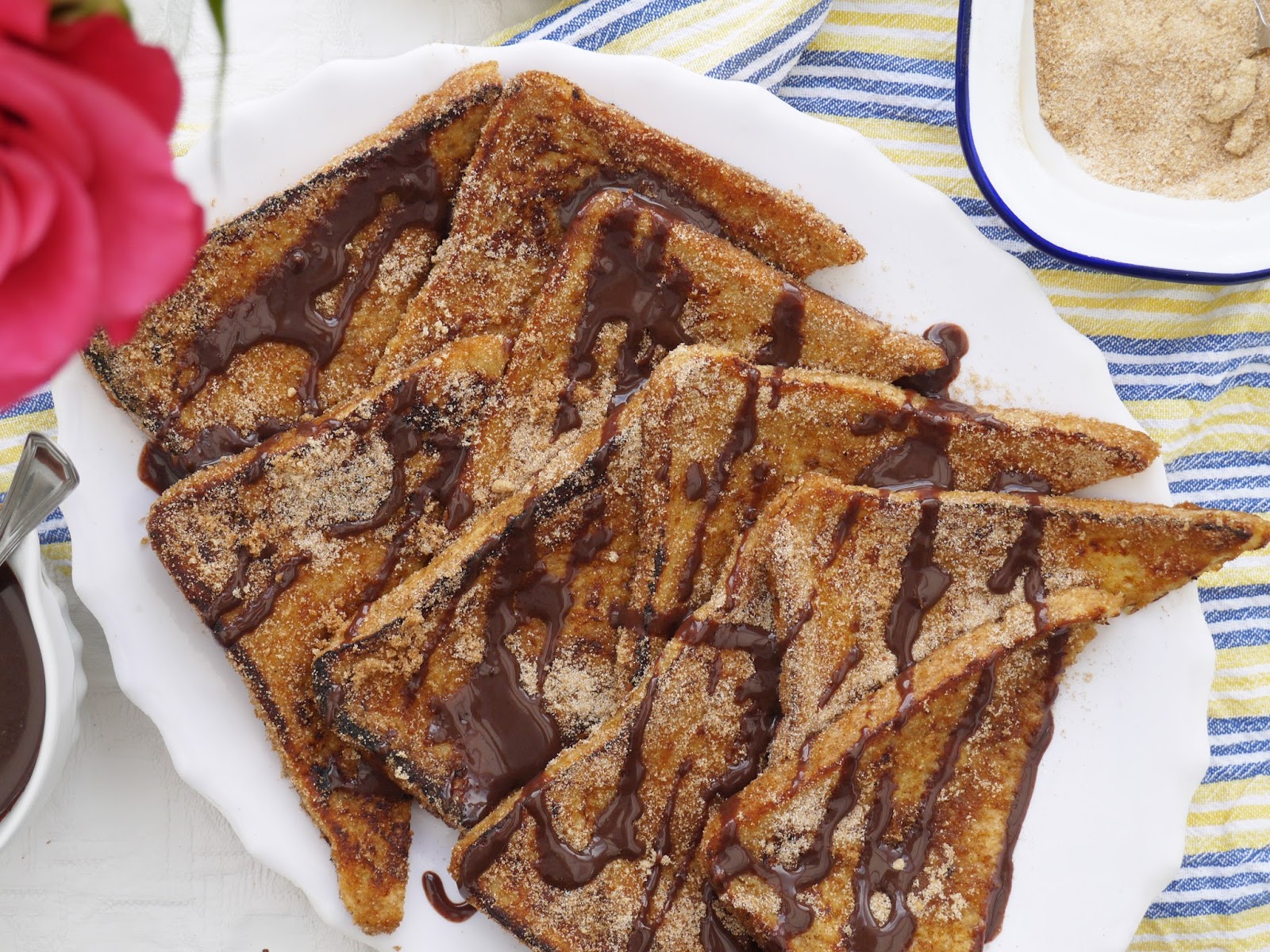 This Muslim Girl Bakes: Churros French Toast with Chocolate Drizzle.