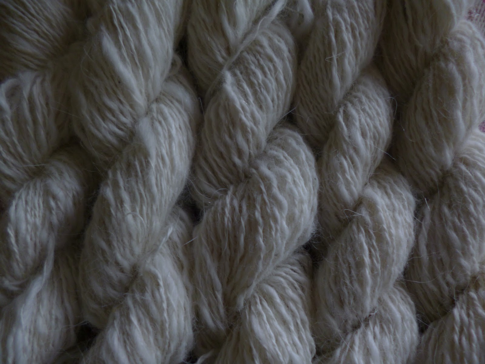 Bloomingdale Farm Natural Fiber and Yarn: Handspun angora merino wool yarn