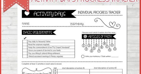 Free Printable Activity Day Progress Tracker - My Computer is My Canvas