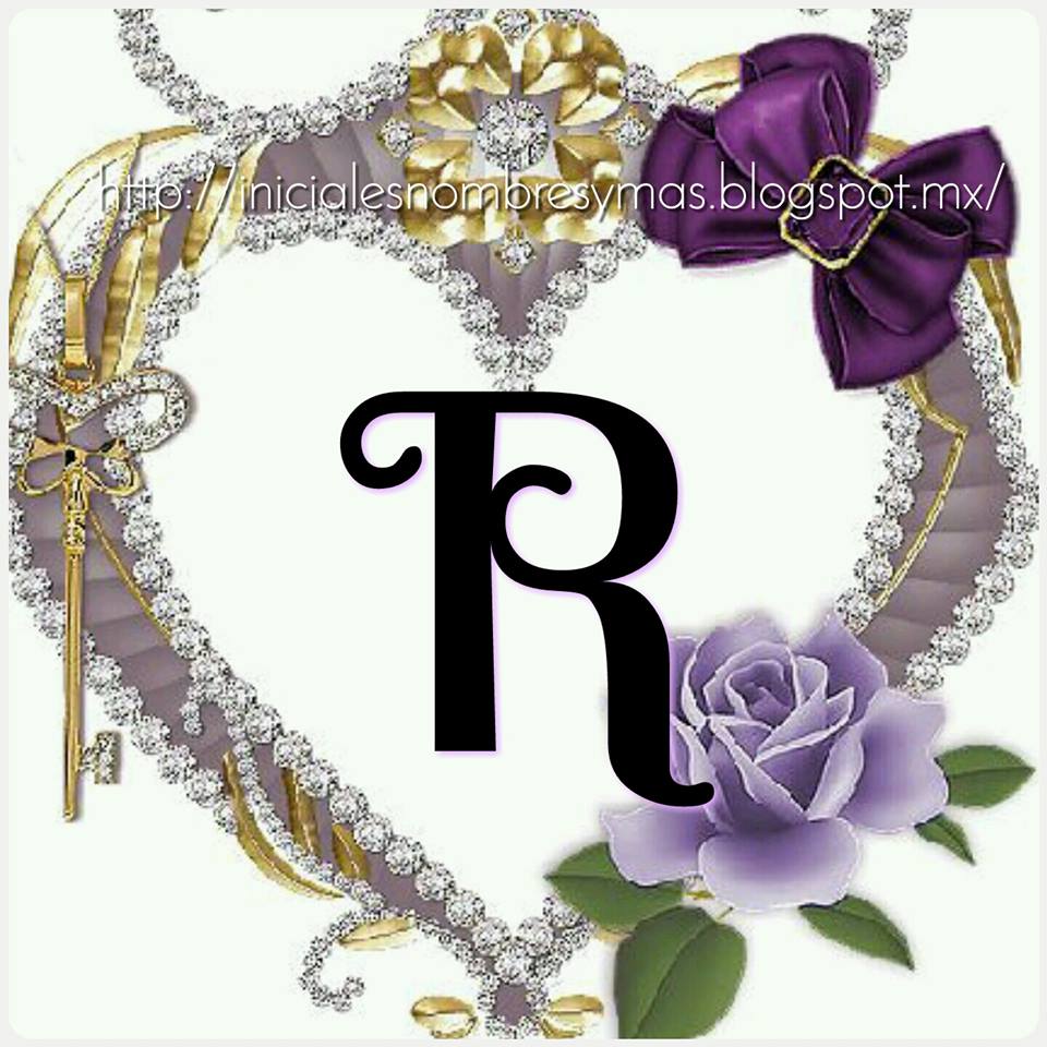 Iniciales Nombres y Más: Iniciales en bello corazón brillante K a la R
