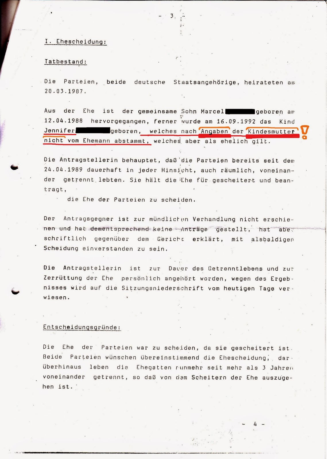 Scheidungsurteil Sonja Wasner Schneidereit Braunschweig 1992 ...