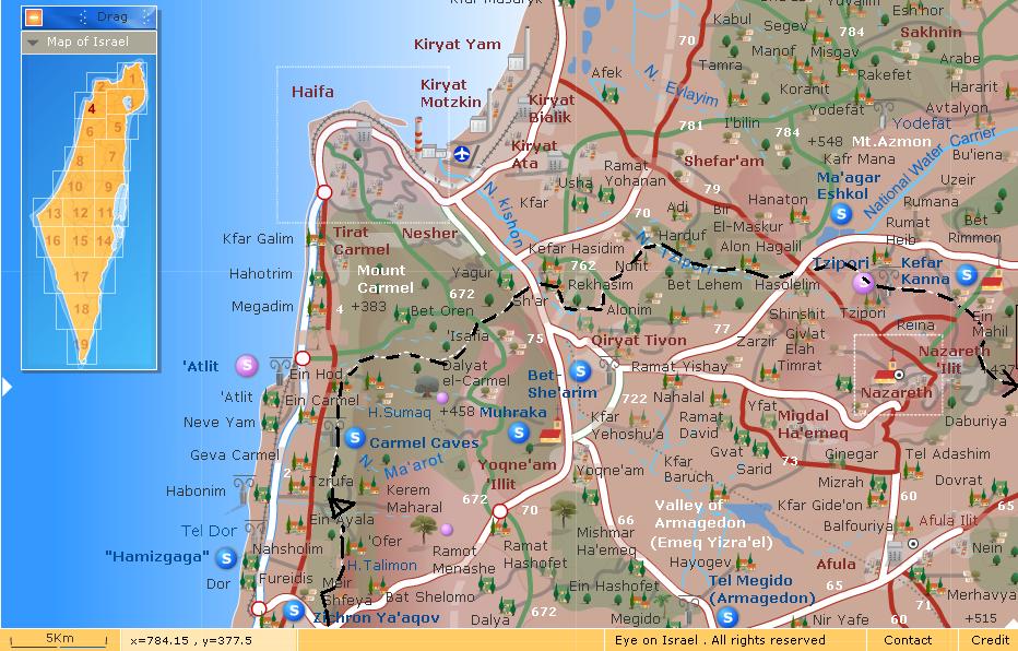 -: Map שביל ישראל [Israel trail]