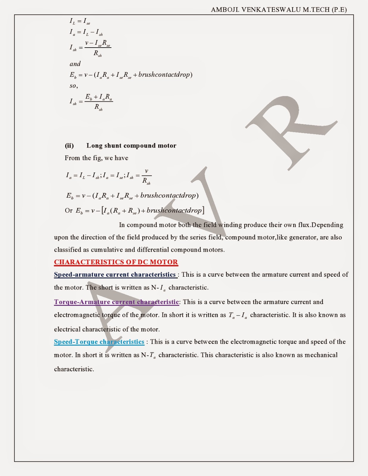 DC Motors:principle of DC motor,back emf equation,torque euation of DC ...