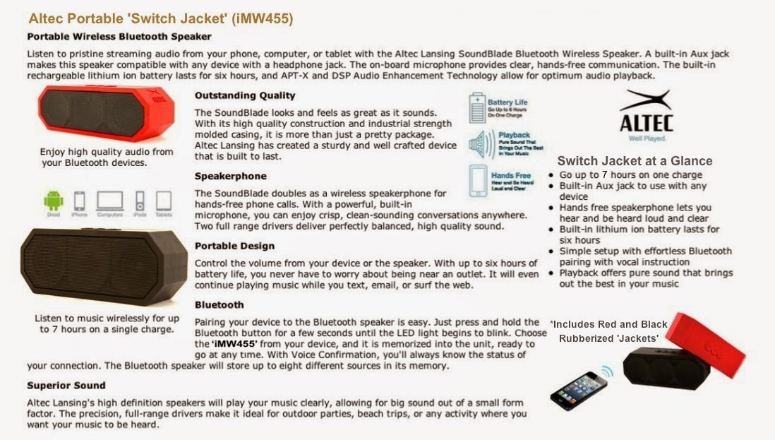 CNB Overstock Special on Lansing Bluetooth Speakers--3 Models Available ...