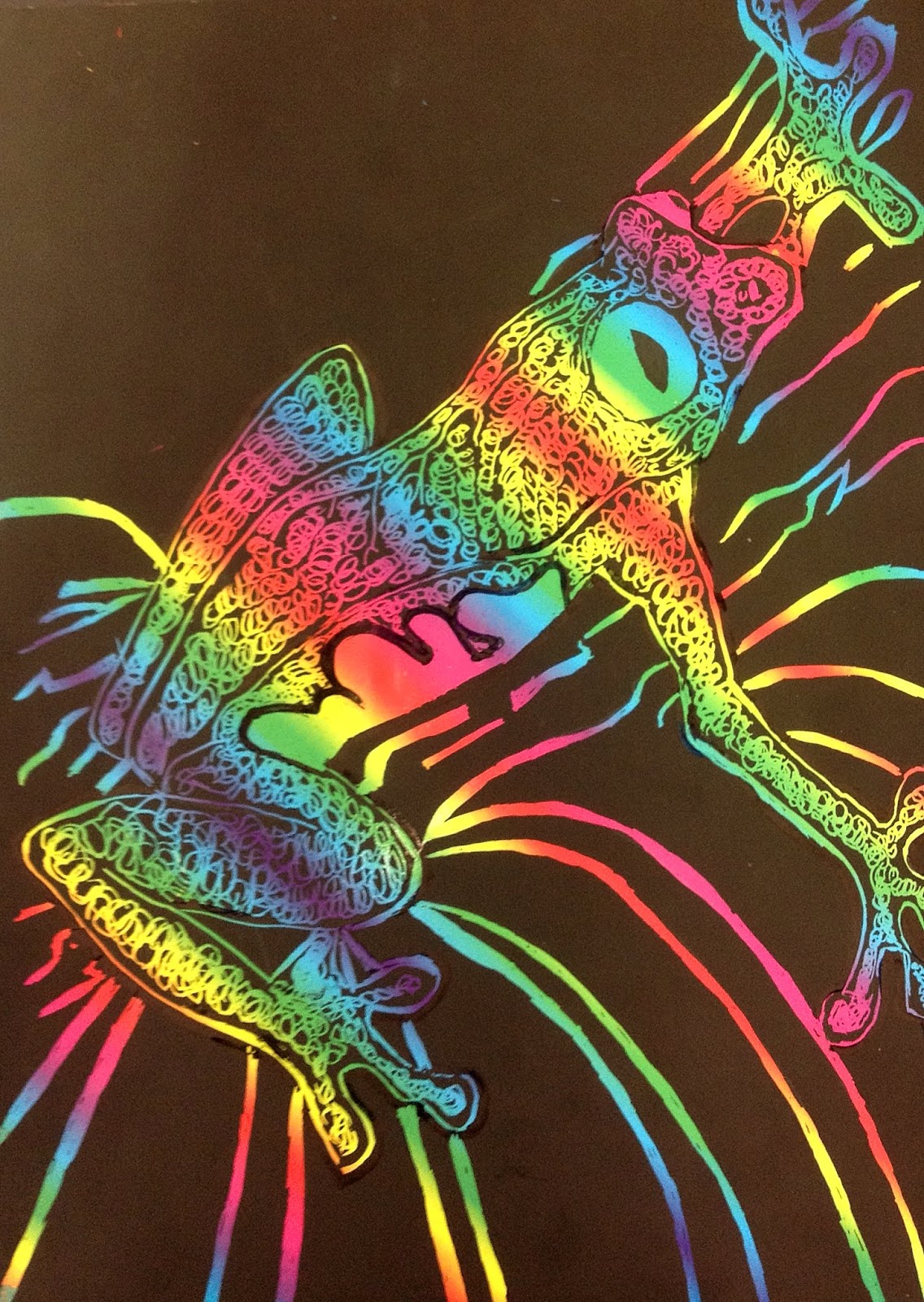 MIXED MEDIA SCRATCH ART - Frogs