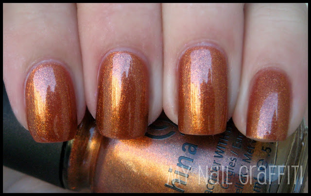 China Glaze in Awe of Amber + Nail Art