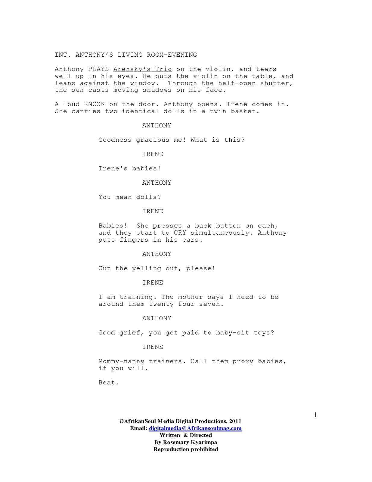 "Severe Love and Violin" Film: Selected Scenes: PEEK AT THE FILM SCRIPT!