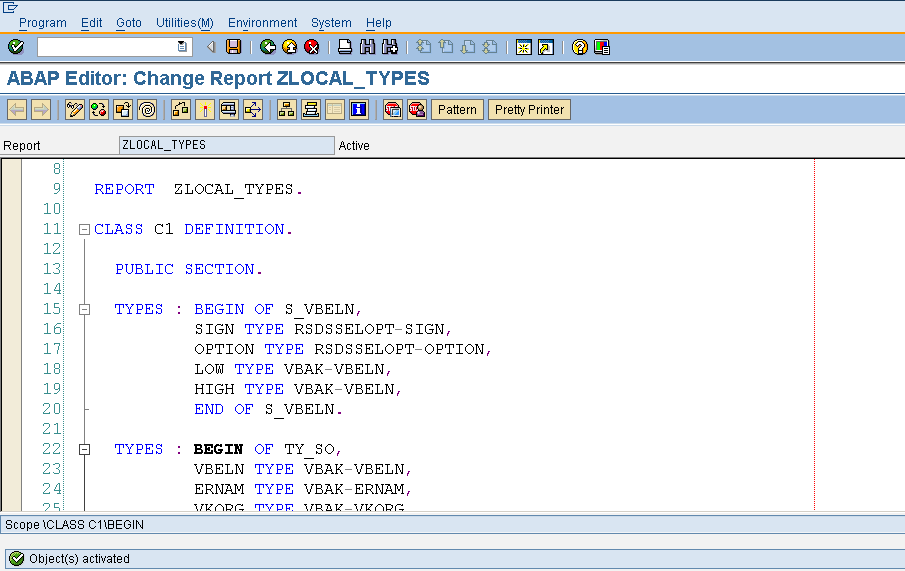 SAP TECH: Local Class : Types