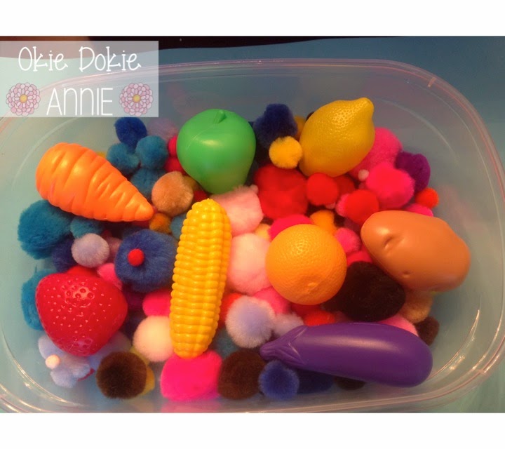 Okie Dokie Annie: Fruits and Veggies Sensory Bin