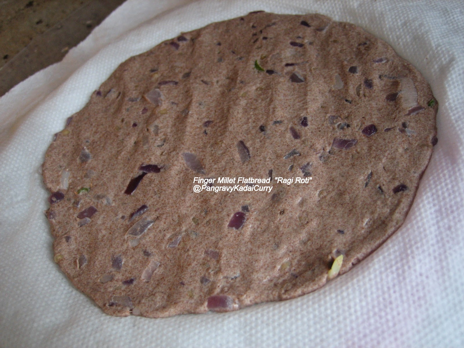 Pan Gravy Kadai Curry: Finger Millet Flatbread "Ragi Roti"