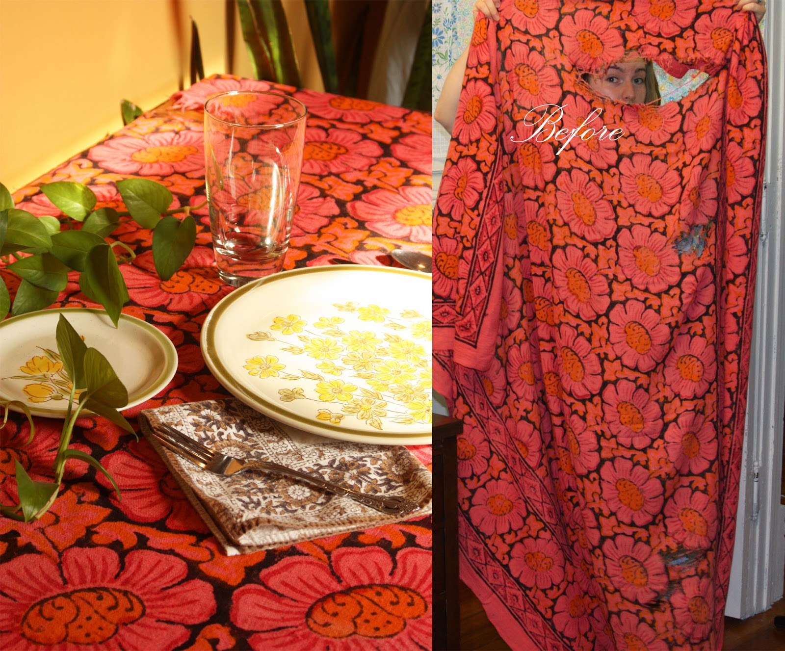 Refashion Co-op: Tattered Tablecloth Dress