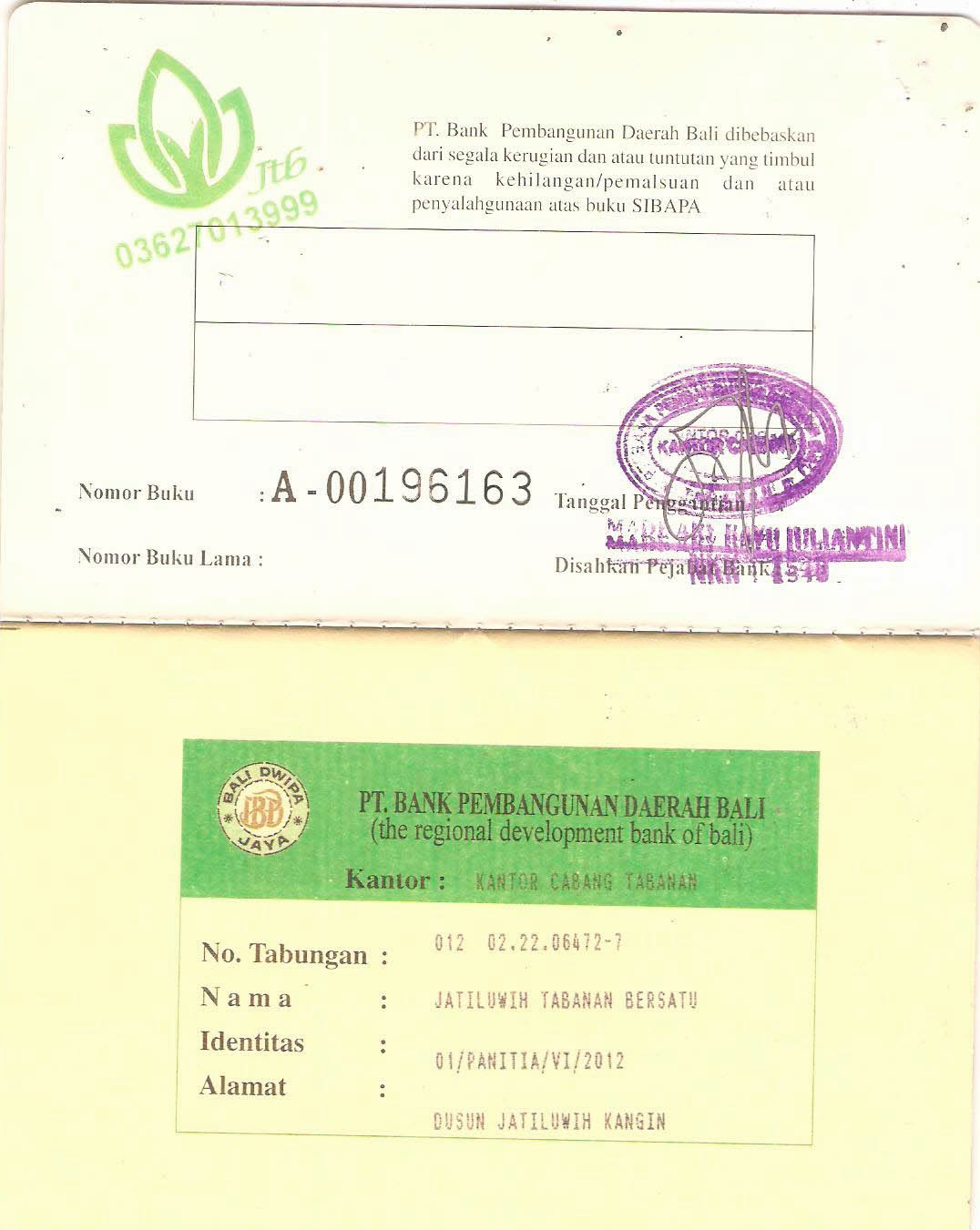 Rekening Bank / Buku Tabungan - JATILUWIH