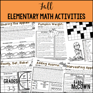 Kelly McCown: Fall Elementary NO PREP Math Activities