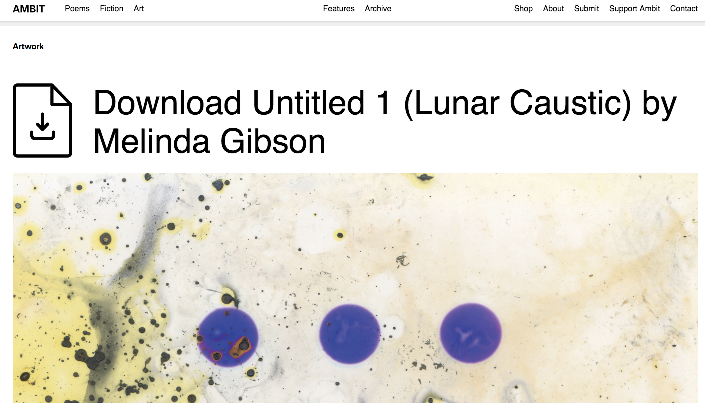 Melinda Gibson: New Editorial - Ambit Magazine - Issue 227