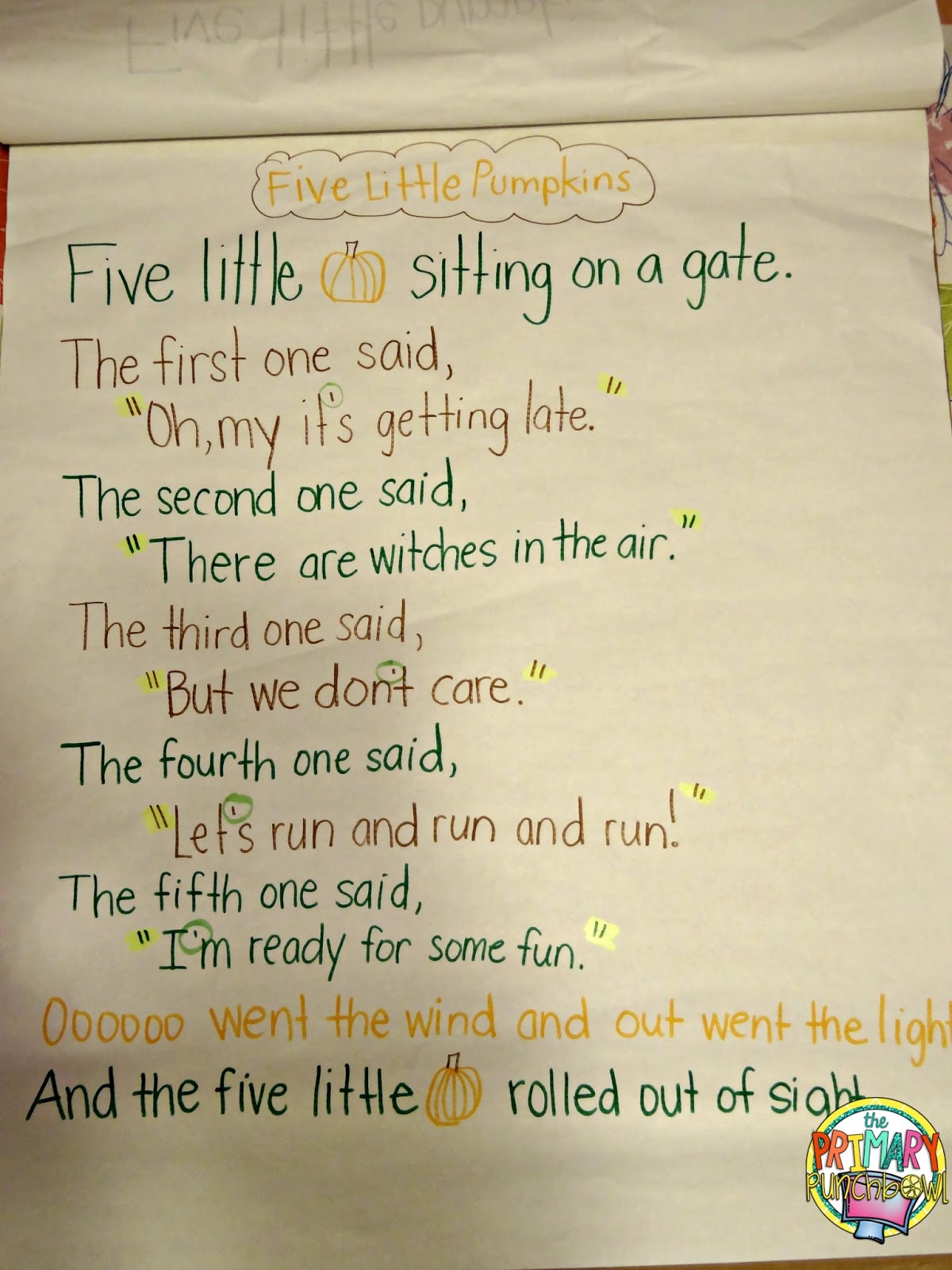 Five Little Pumpkins + A Freebie - The Primary Punchbowl