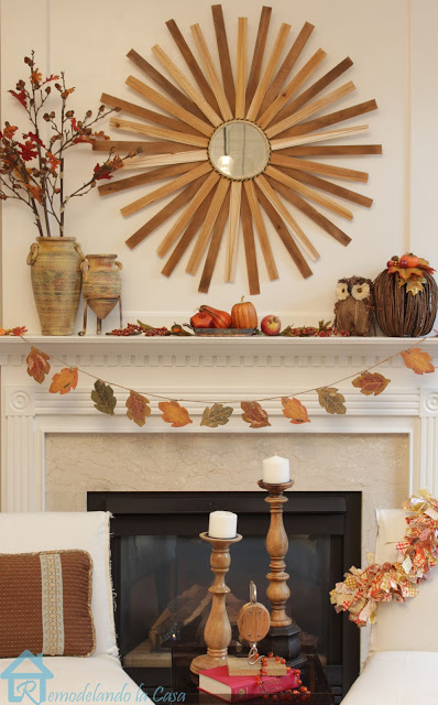 My fall mantel last year featured lots of natural elements: