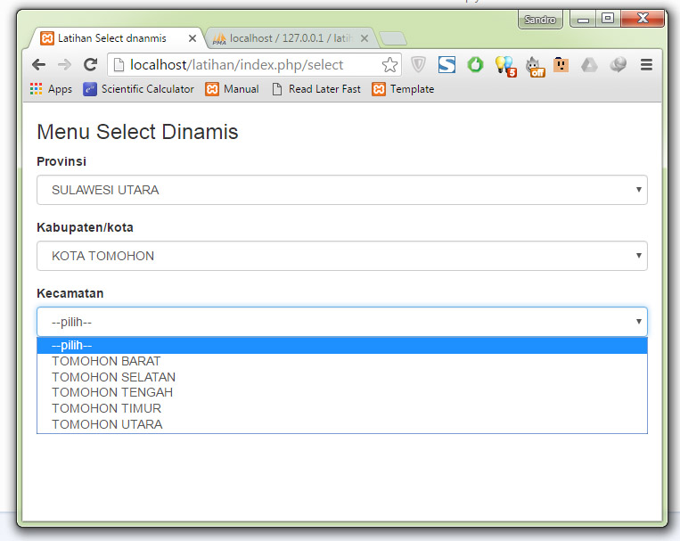 Membuat select (combo box) dinamis dengan Ajax dan Codeigniter | SANDRO ID Membuat select (combo box) dinamis dengan Ajax dan Codeigniter | SANDRO ID