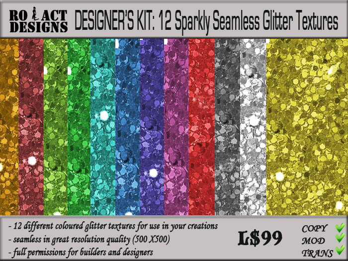 Ro!Act Designs: ..::RO!ACT::..DESIGNS Designer's Kits: 12 Seamless Glitter Textures