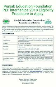 PEF Punjab Education Foundation Internship 2018 Download Application ...