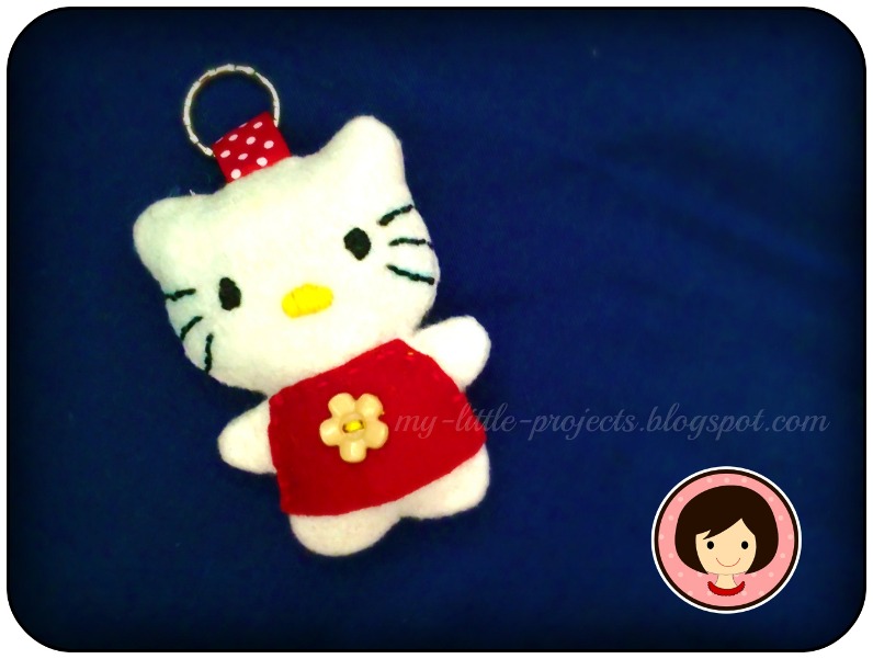 My Little Projects: Hand-stitched Hello Kitty key chain