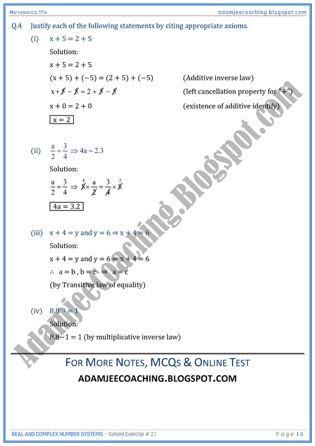 Adamjee Coaching: Real and Complex Number Systems - Exercise 2.1 ...