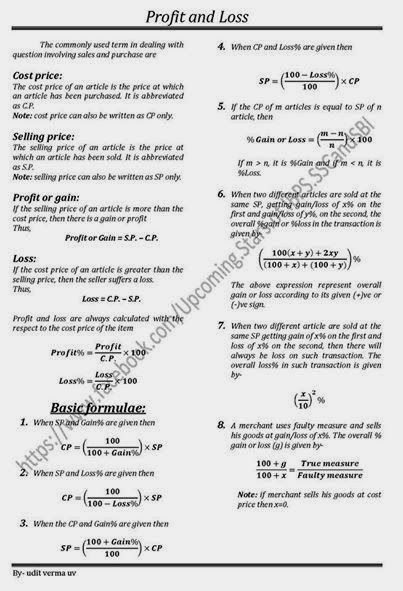 Profit And Loss Formula
