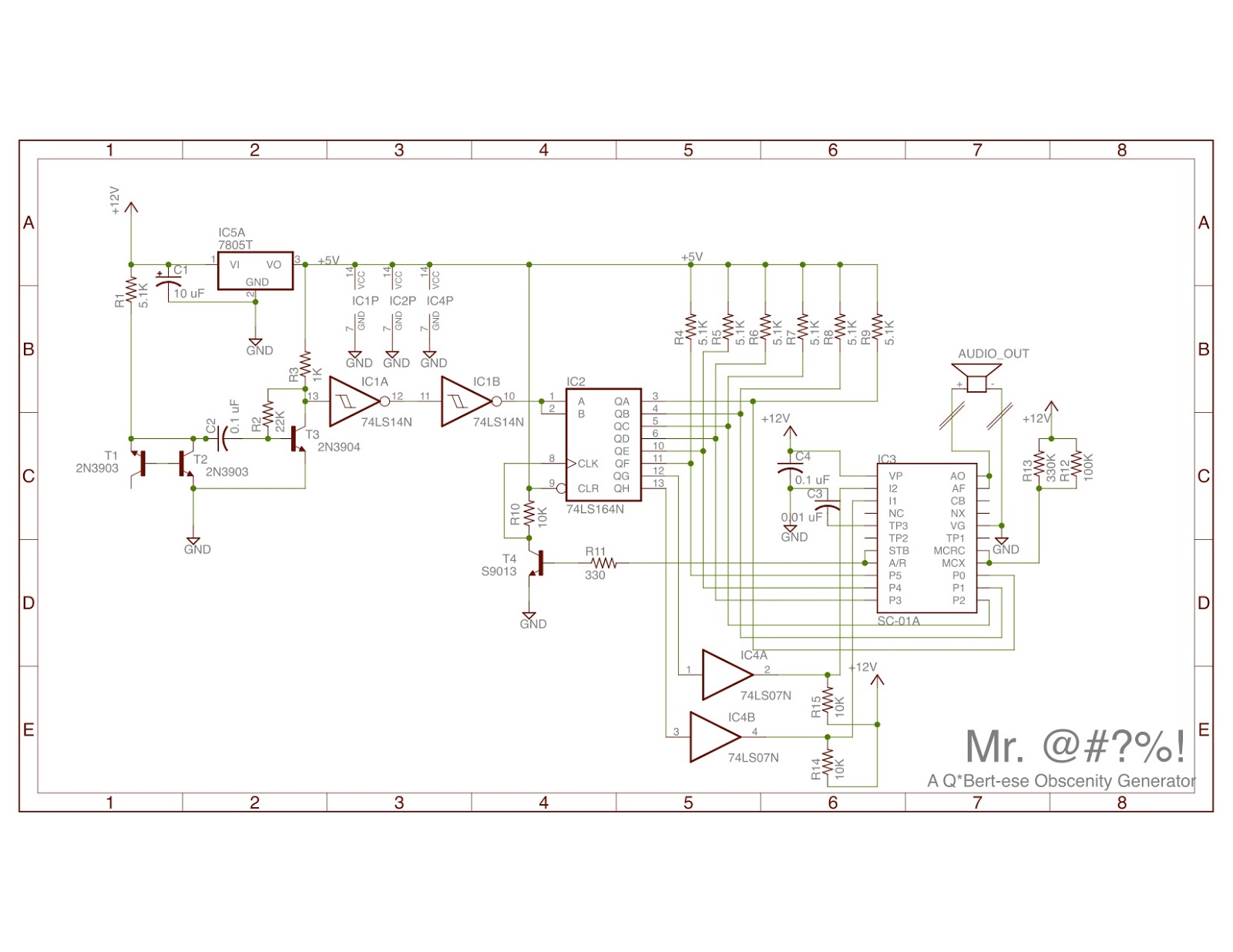 Electronomicon!: Mr. @#?%!...A 74xx based Q*Bert-ese Obscenity Generator