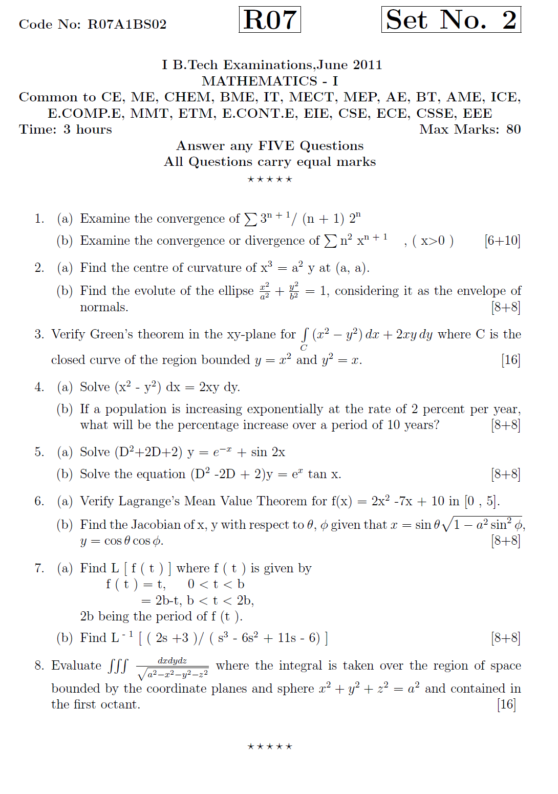 JNTUK R07A1BS02 MATHEMATICS I June 2011 Question Paper University jntuk-r07a1bs02-mathematics-i-june-2011-question-paper-university